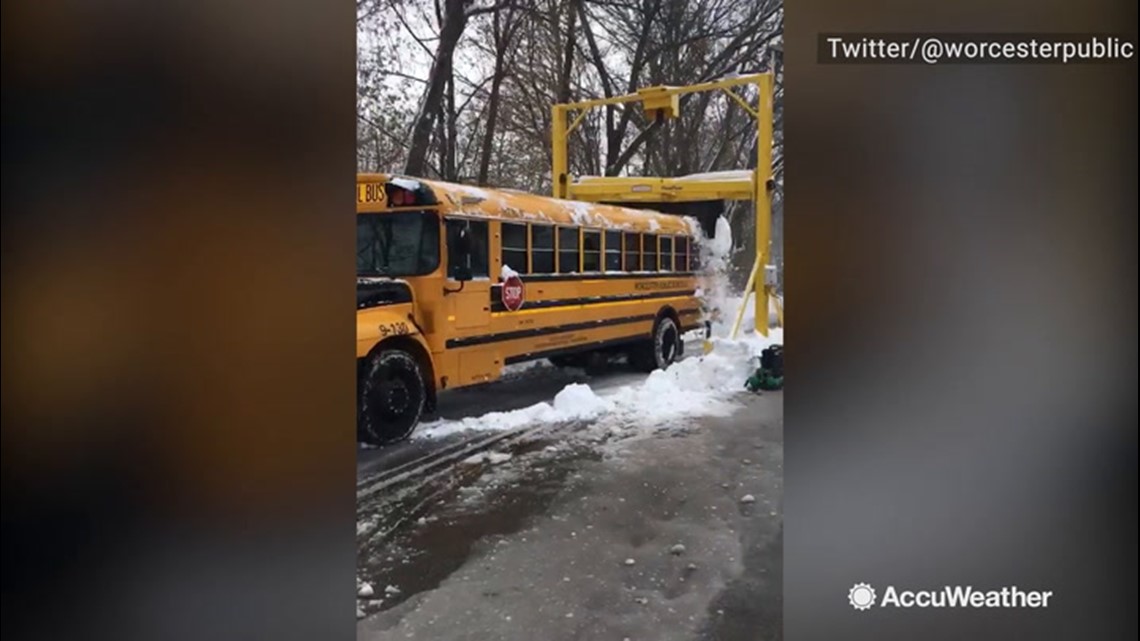School bus cleared of snow in unusual manner | wwltv.com