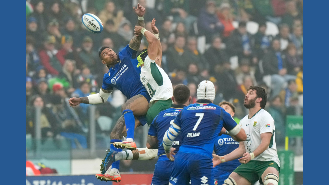 Springboks playing with 14 again after early red card against Italy in ...