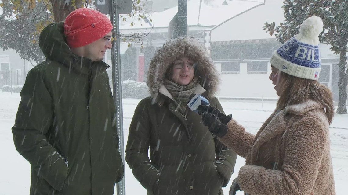 Meteorologist Brooke Laizer talks to people walking in New Orleans ...