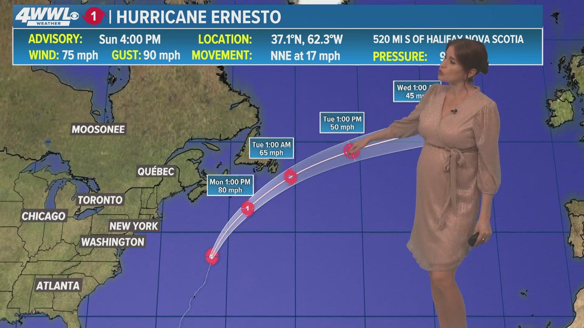 Sunday 5PM Update: Ernesto upgraded back to hurricane | wwltv.com