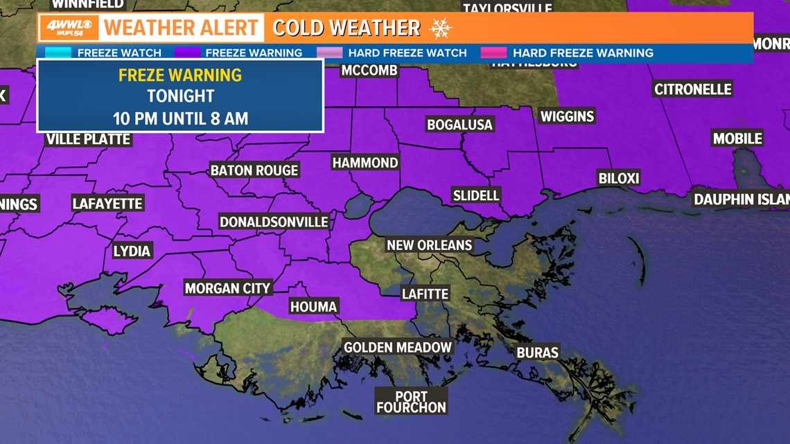 Freeze warning issued for parts of southeast Louisiana | wwltv.com