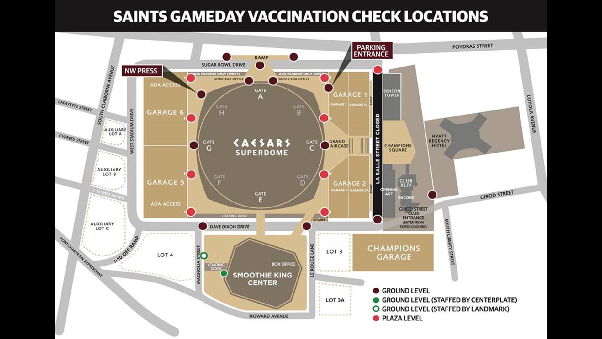 Here's where the Superdome's vaccine checkpoints will be | wwltv.com