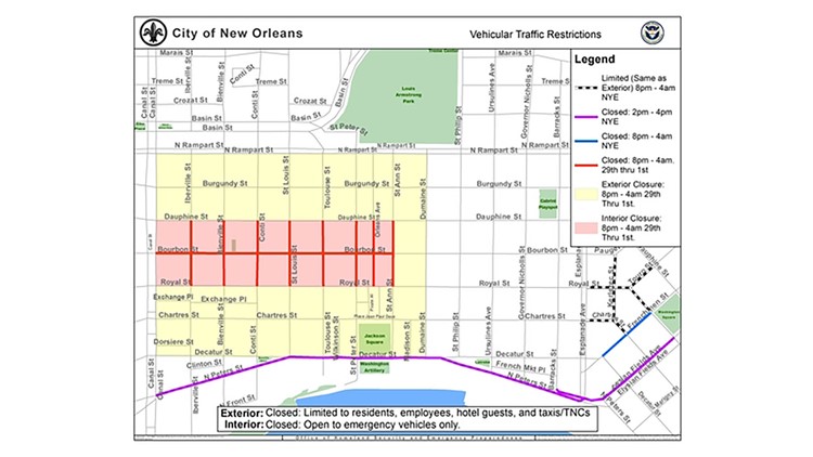 New Orleans traffic, parking restrictions for NYE and Sugar Bowl ...