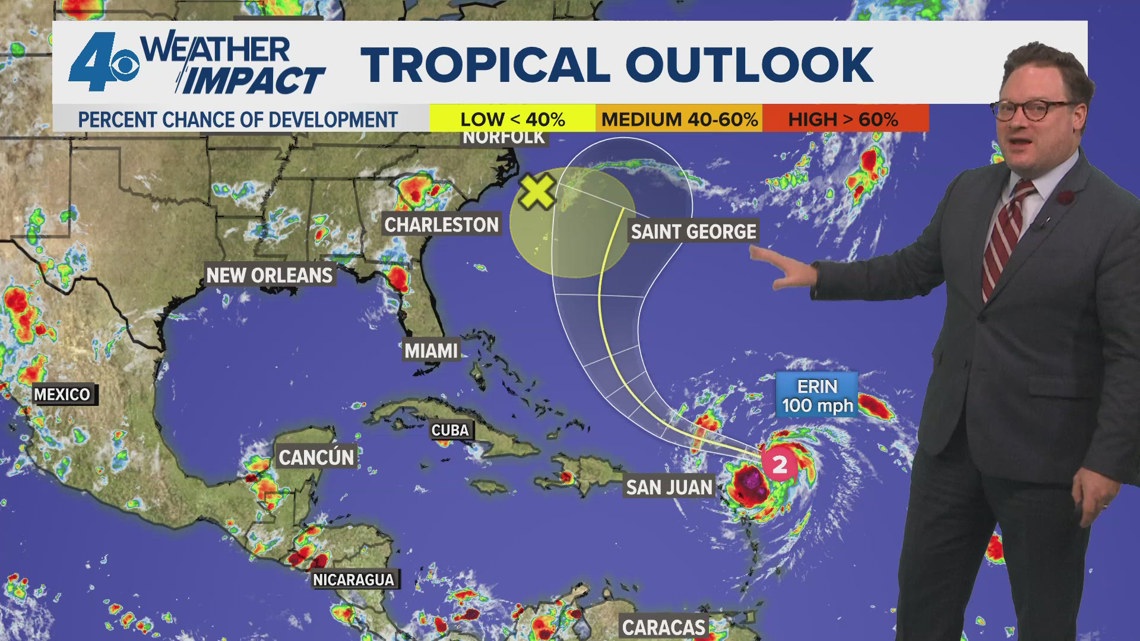 Tropical Weather Impact 10pm: Hurricane Erin Strengthens to Category 2 ...