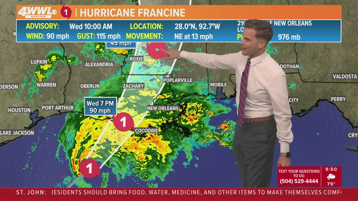 Wednesday 10AM Tropical Update: Hurricane Francine remains steady ...