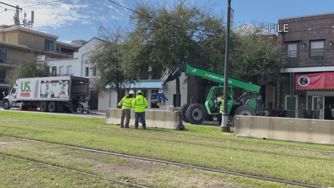Concrete barriers installed along St. Charles Avenue ahead of Carnival ...