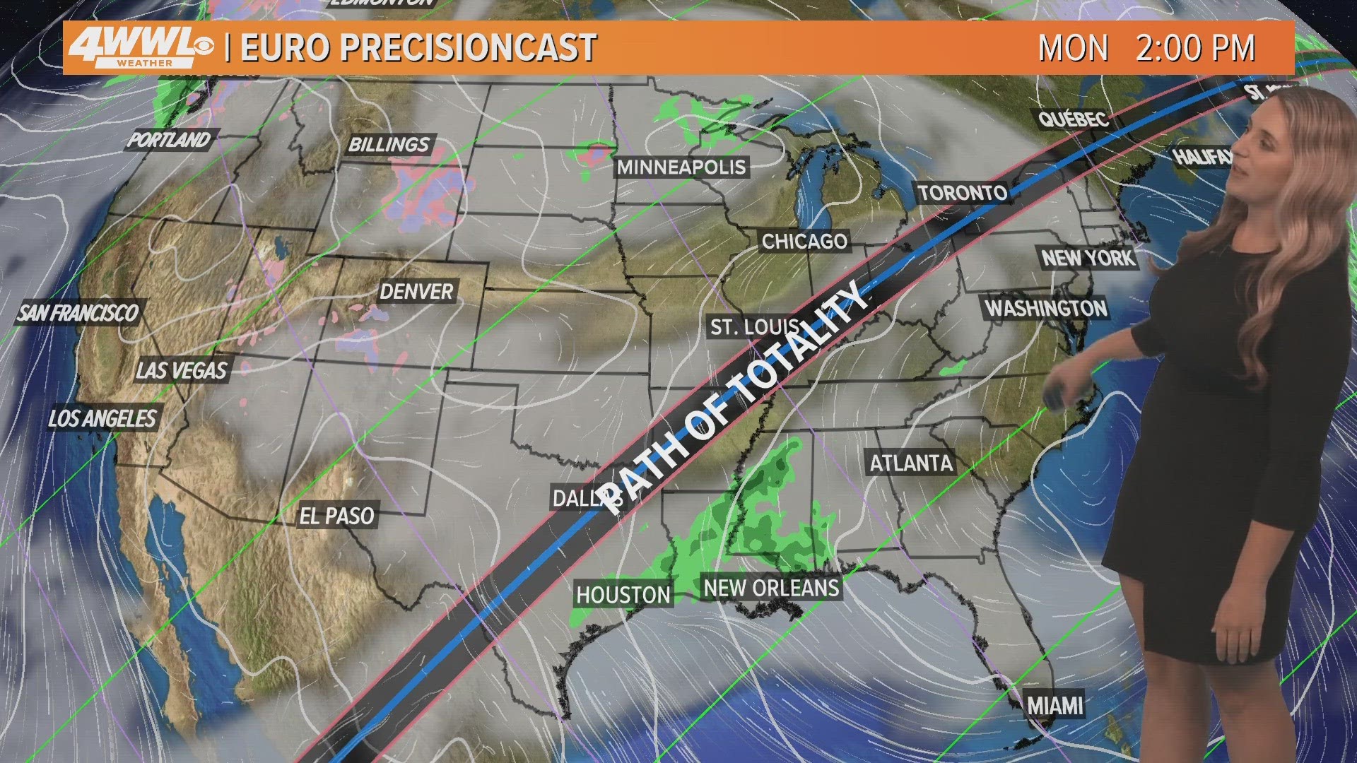 New Orleans Weather: Mostly cloudy for eclipse on Monday, heavy rain and strong storms arrive ...