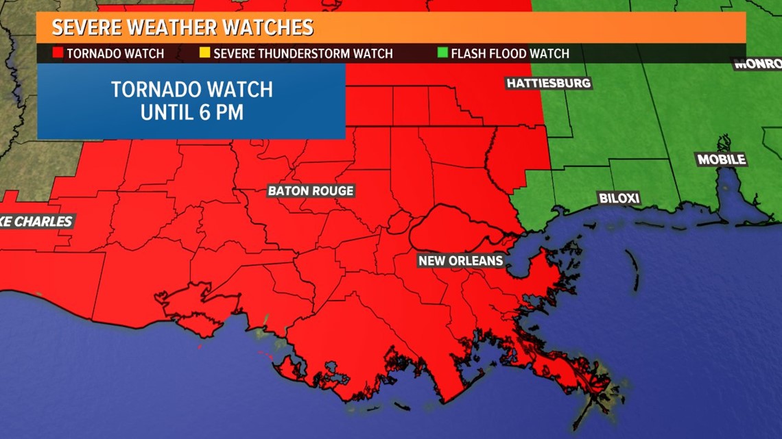 Tornado Watch issued for southeast Louisiana until 6 p.m. | wwltv.com