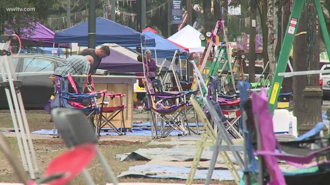 Parade-goers staking out spots along routes regardless of city rules ...