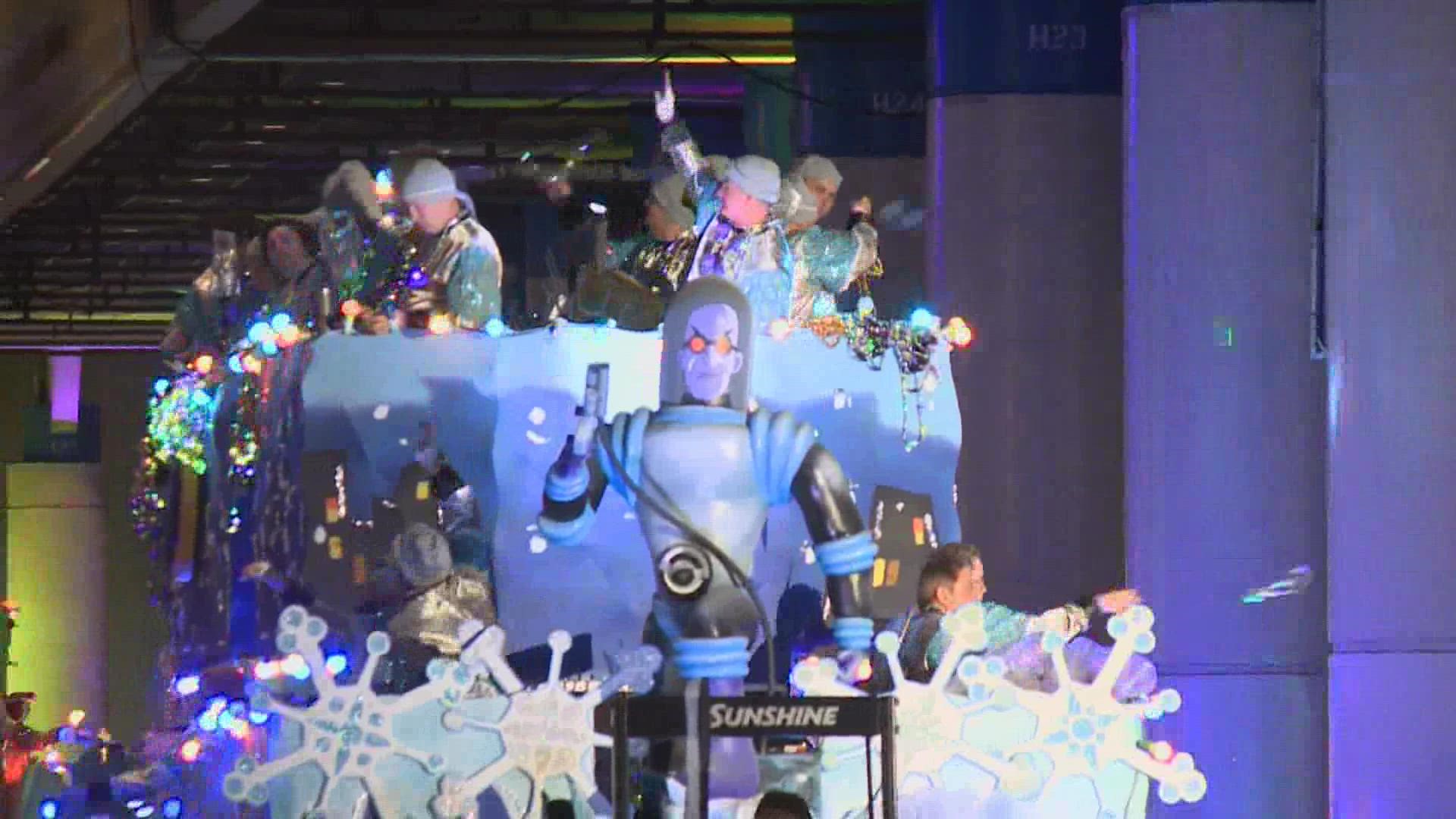 Mr. Freeze-themed float during Krewe of Bacchus | wwltv.com