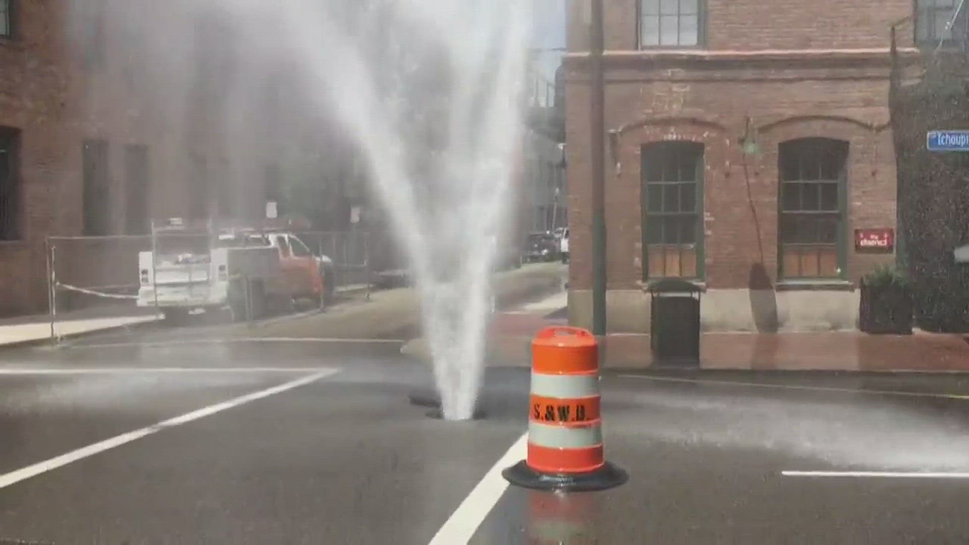 Water shooting out of sewer in Warehouse District | wwltv.com