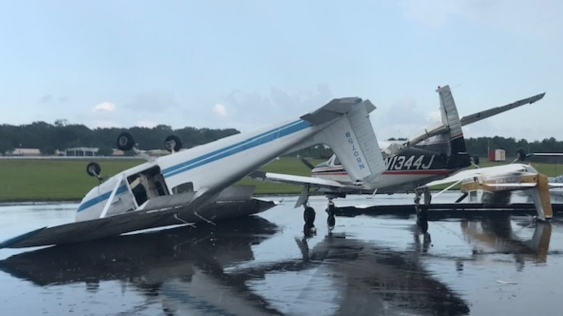 Winds from Tropical Storm Imelda flip airplanes, damage Baton Rouge ...