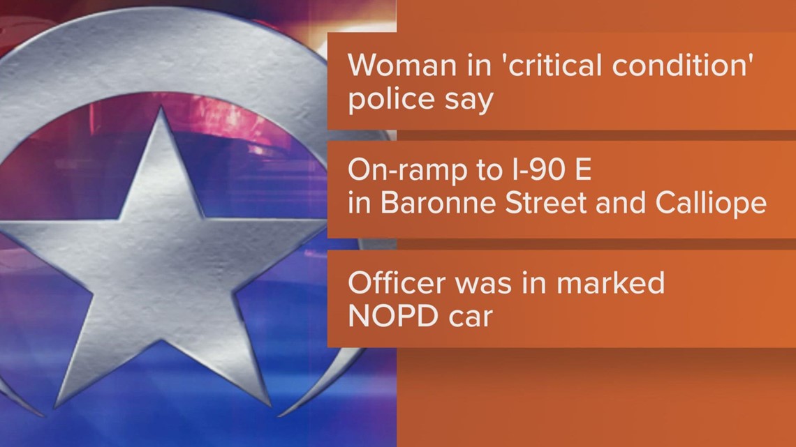 Woman walking on on-ramp struck by cop car, NOPD says | wwltv.com