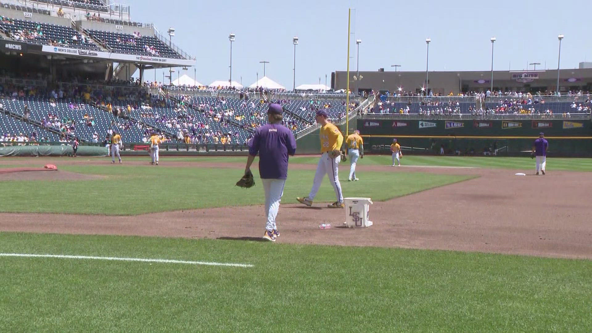 Live look at the scene in Omaha as players warm up, fans pack the ...