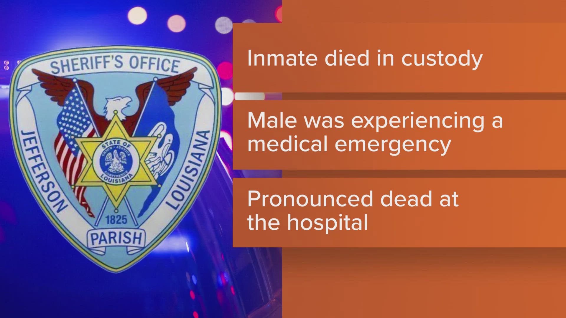 JPSO inmate dies after medical emergency | wwltv.com