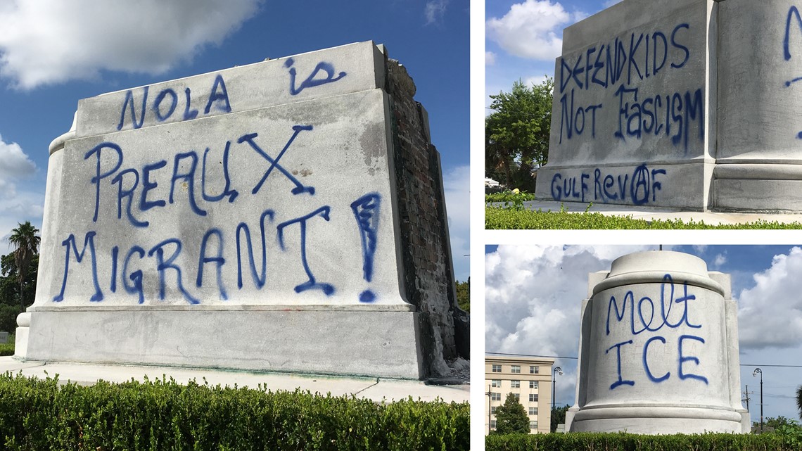 Former site of PGT Beauregard monument vandalized with anti-ICE ...