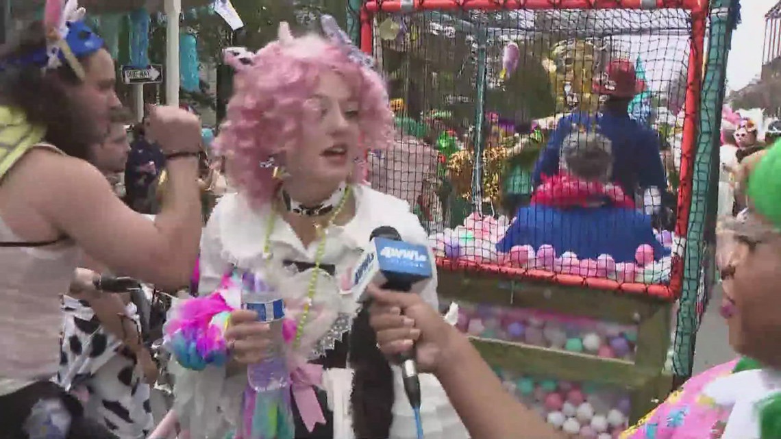 WWL's Sananda McCall talks to a "herd of cows" on Mardi Gras | wwltv.com