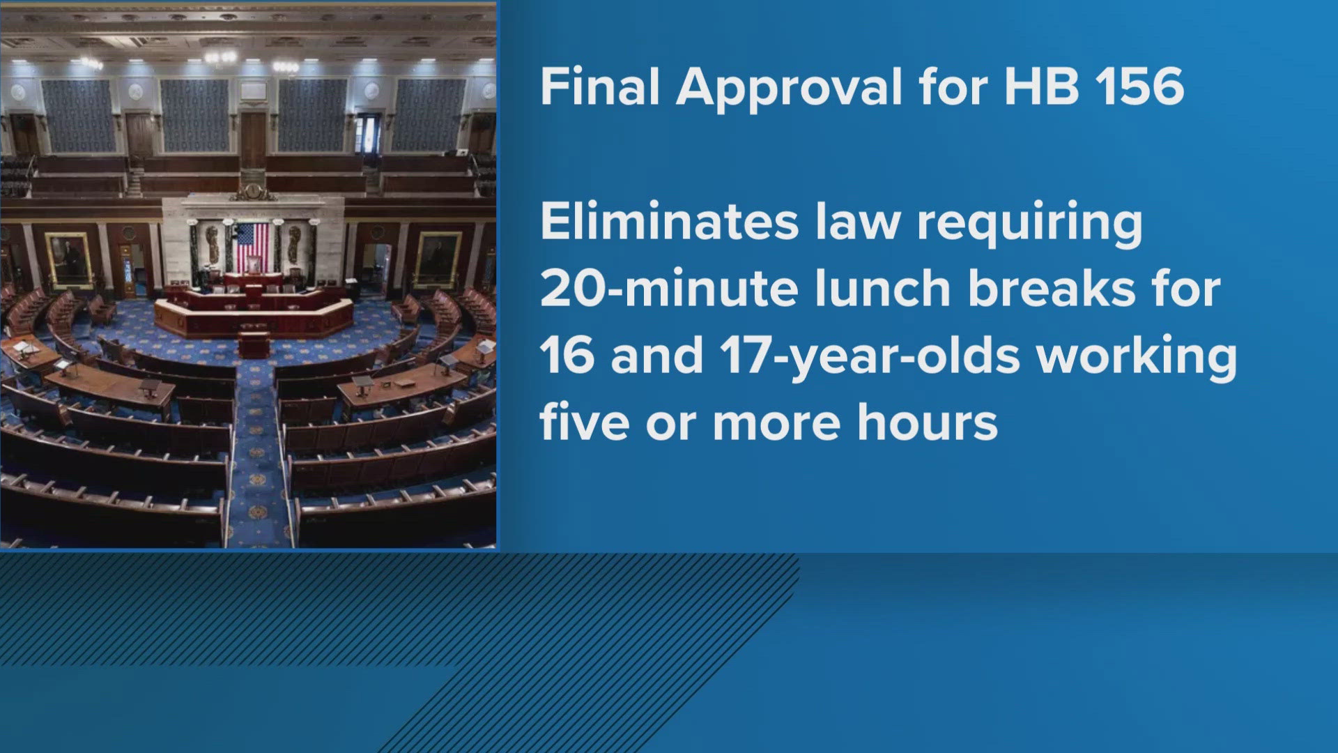 Final approval for bill to eliminate mandatory lunch breaks – 12 days ...