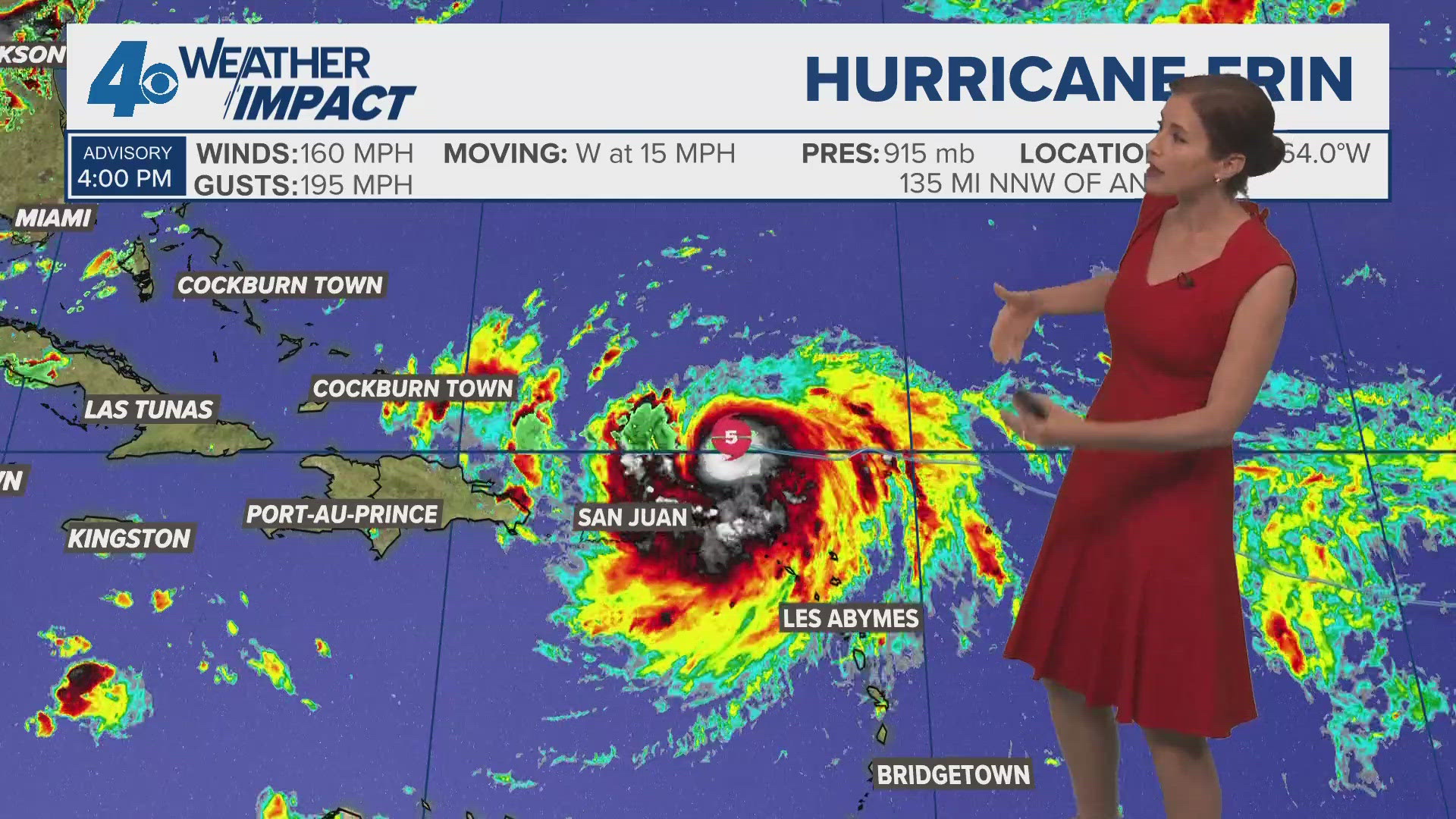 Saturday 5 PM Tropics Update: Cat. 5 Hurricane Erin passes north of ...