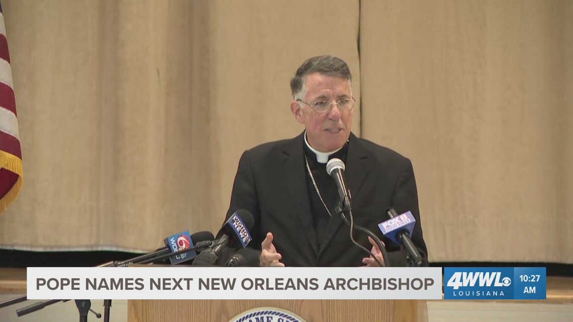 Archbishop James Checchio speaks after being appointed by Pope Leo XIV ...
