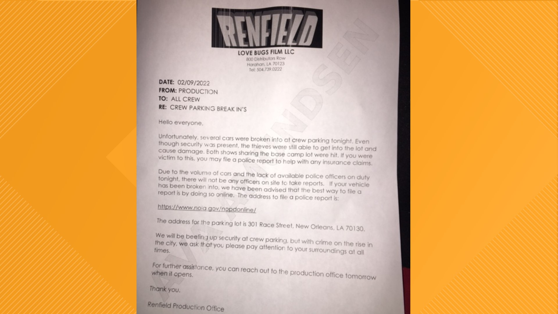 car break-ins near Renfield movie set in Lower Garden District | wwltv.com