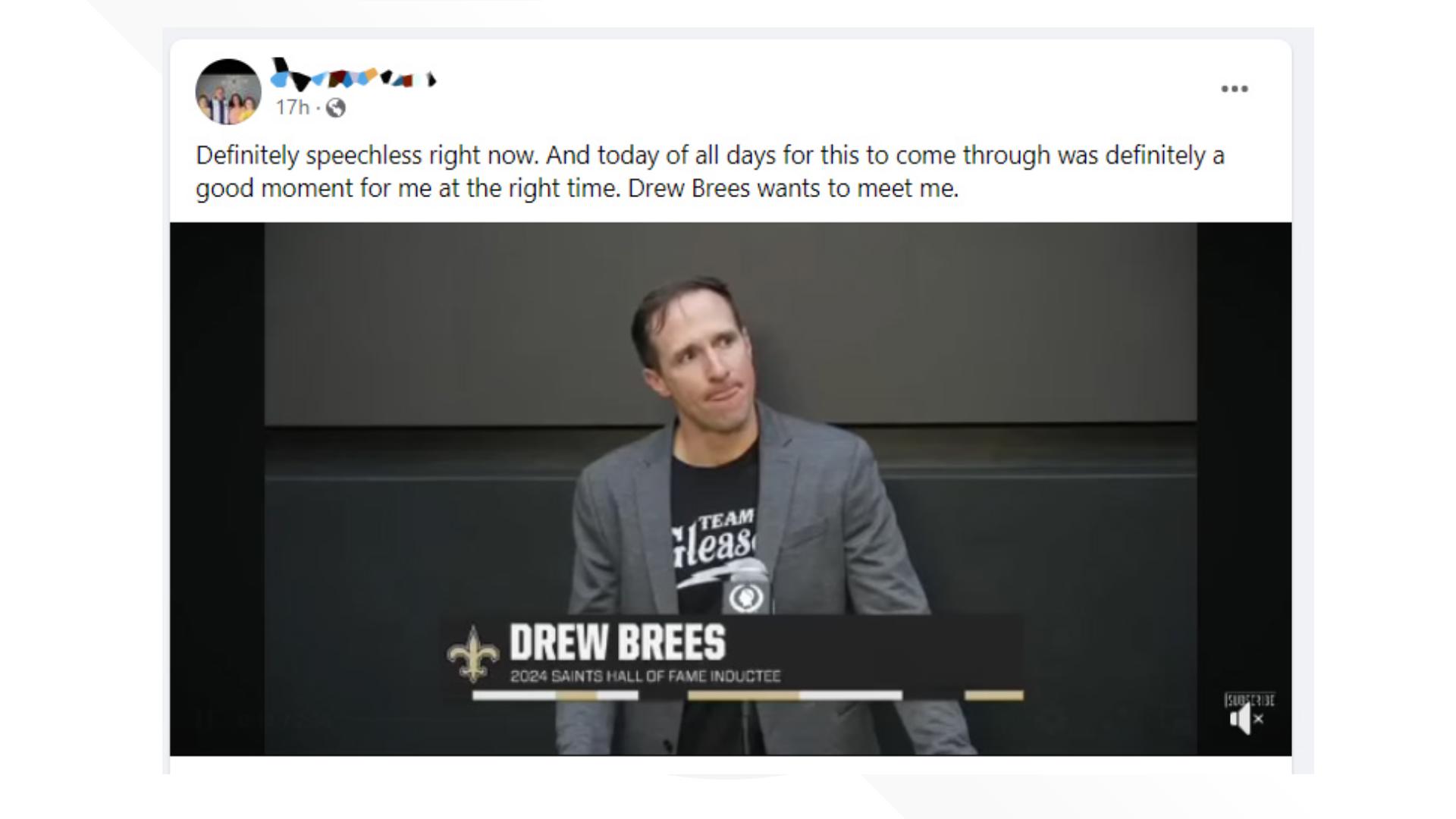 Drew Brees wants to find longtime Saints fan he saw for years on team's game film | wwltv.com