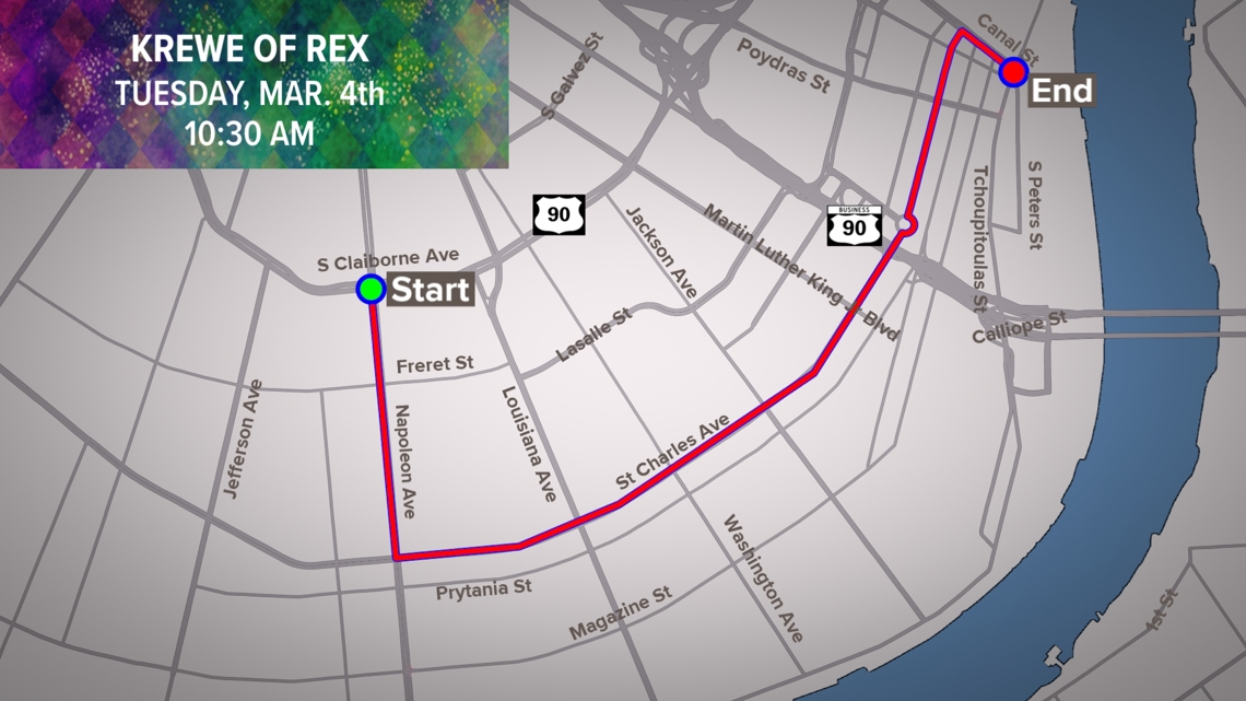 Krewe of Rex parade route and time 2025 | wwltv.com