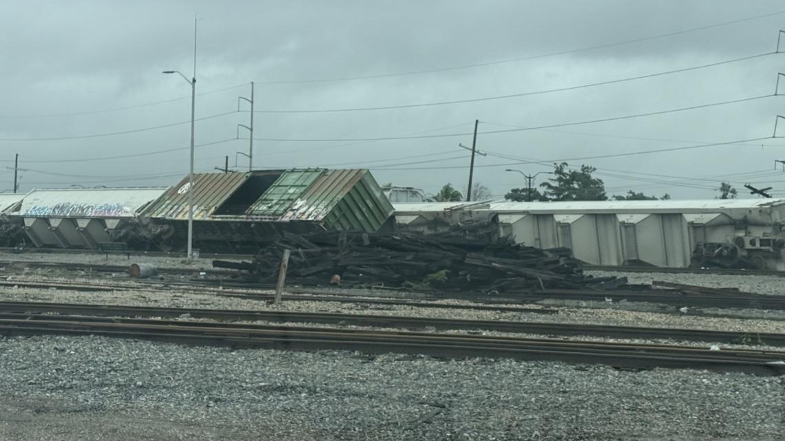 Jefferson Parish official surveys storm damage, derailed train near ...