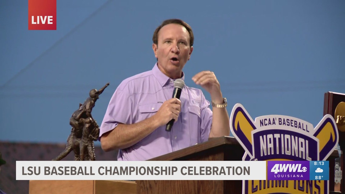 Gov. Jeff Landry speaks at LSU's National Championship Celebration ...