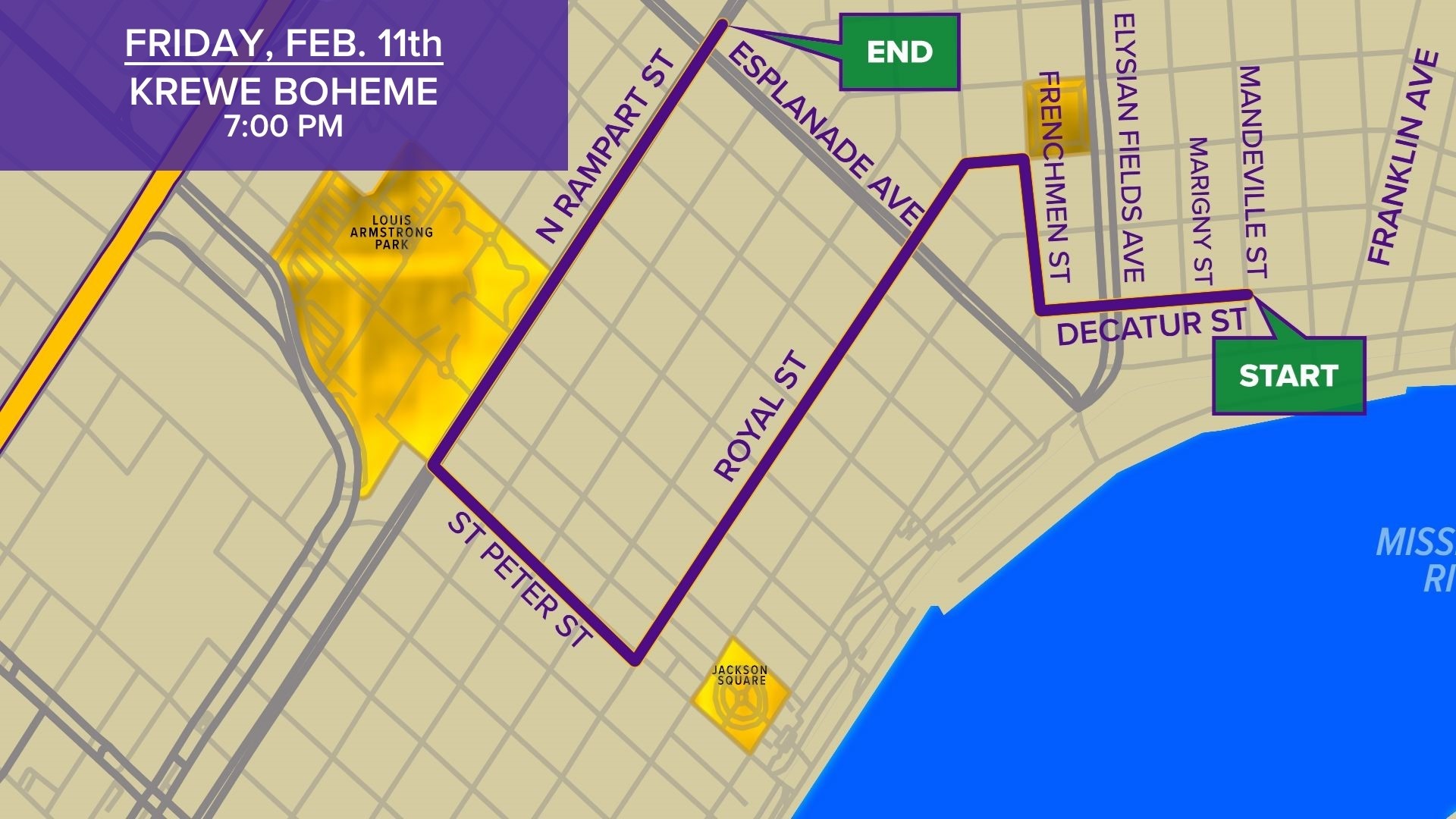Krewe Boheme 2022 Parade Route