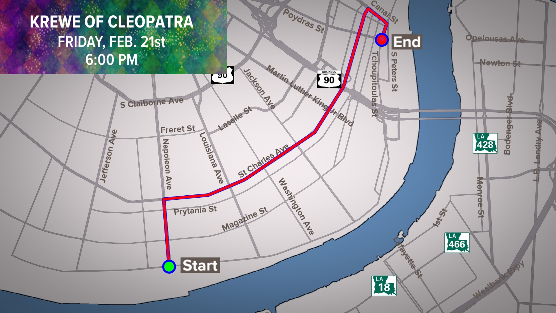Krewe of Cleopatra parade route and time 2025 | wwltv.com