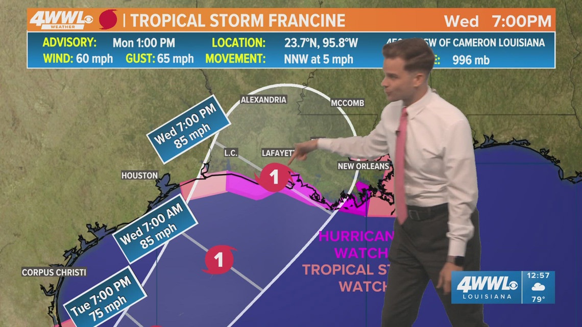 Monday 1 PM Tropical Update: Francine expected to hit Louisiana as a ...