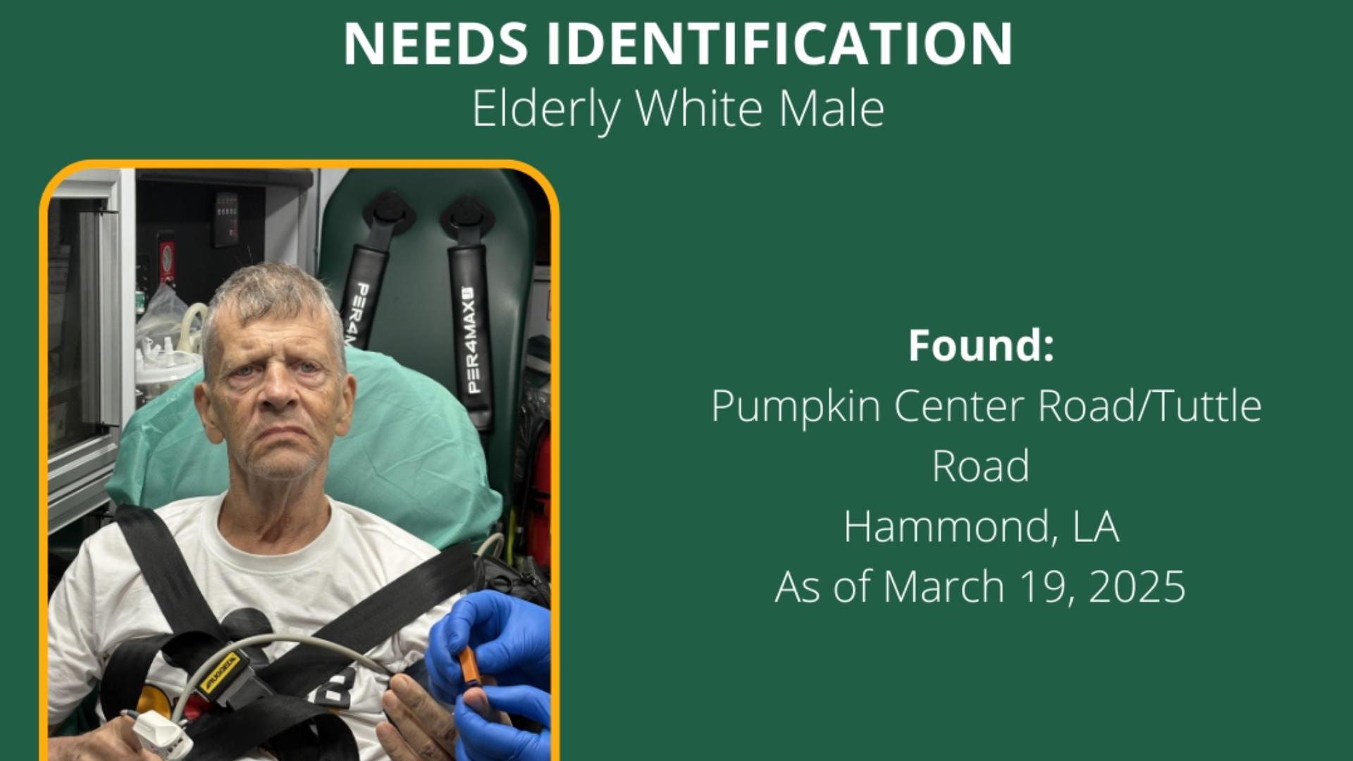 Tangipahoa Sheriff seeks help to ID elderly man found in Hammond ...