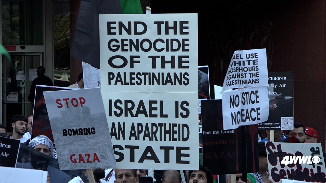 Protesters hold 'Justice for Palestine' rally at City Hall | wwltv.com