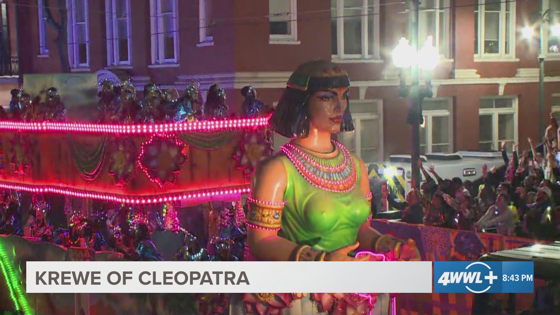 Famous Queen ‘Tutt’ tandem float rolls in Krewe of Cleopatra | wwltv.com