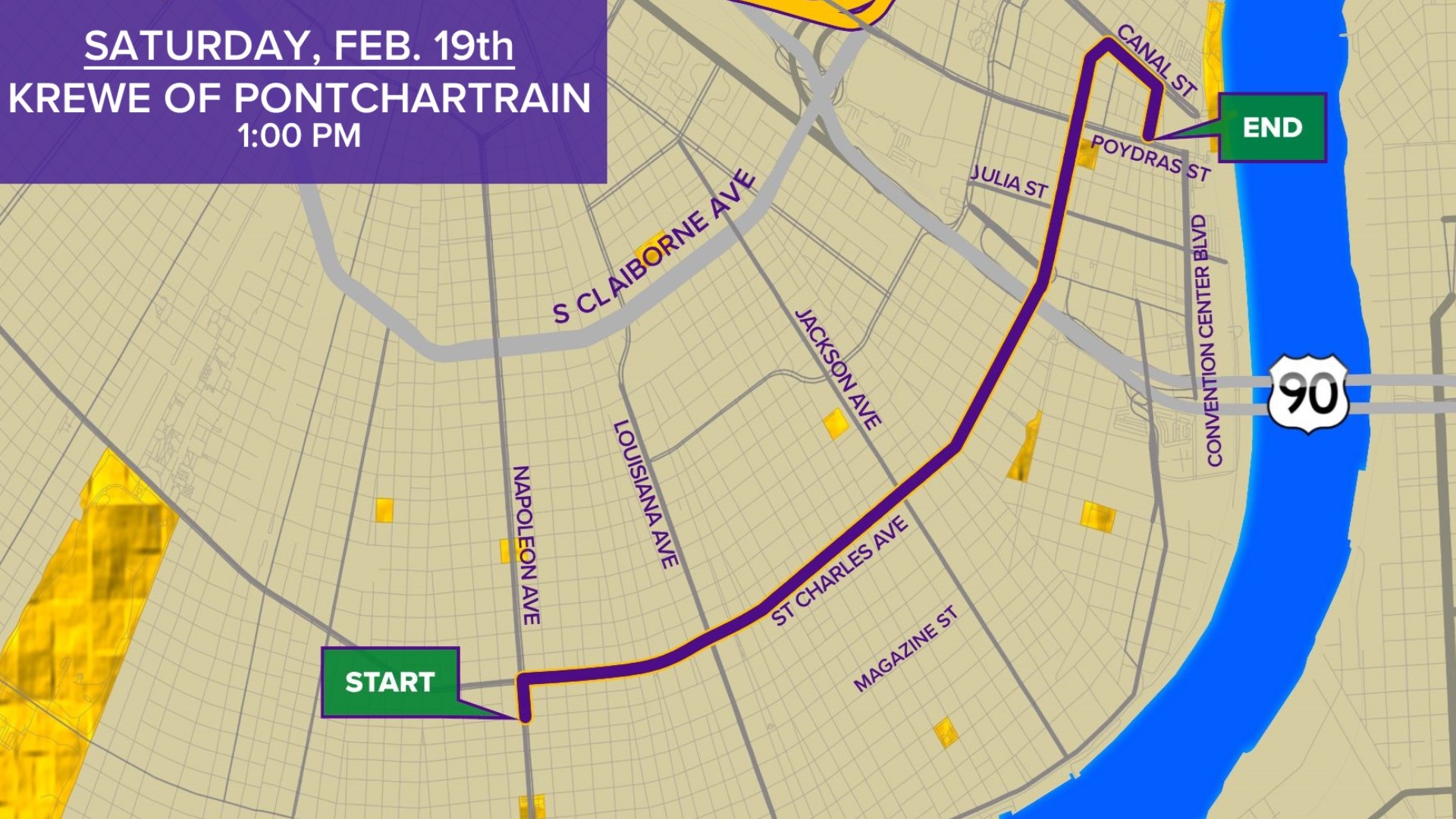 New Orleans Krewe of Pontchartrain parade route | wwltv.com