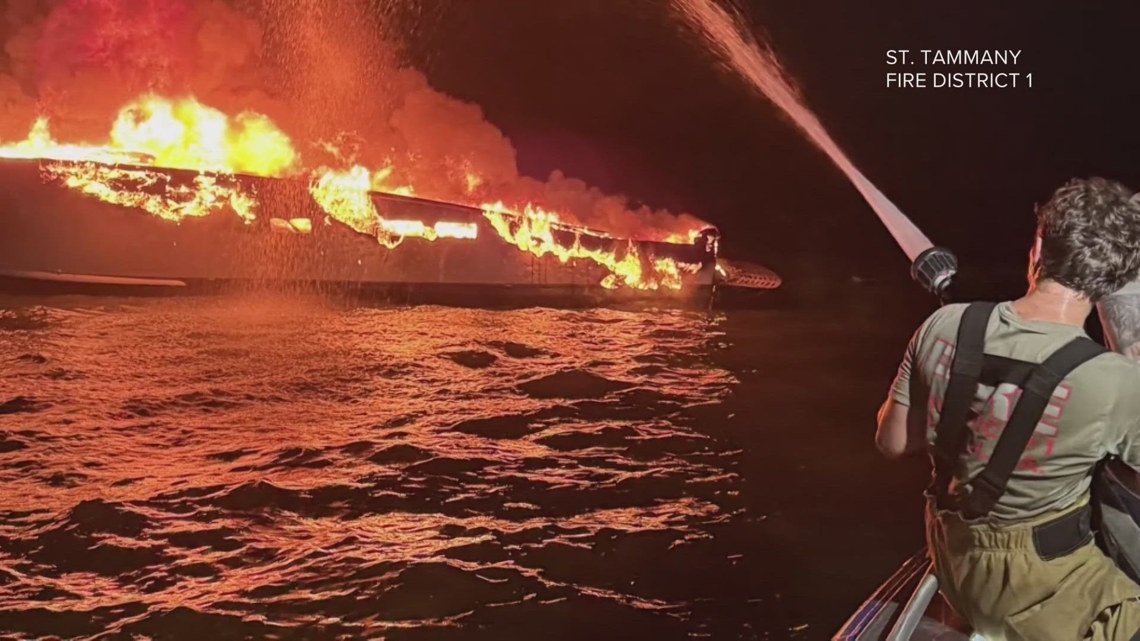 Late-night lake cruise turns fiery: Fisherman rescues three from ...