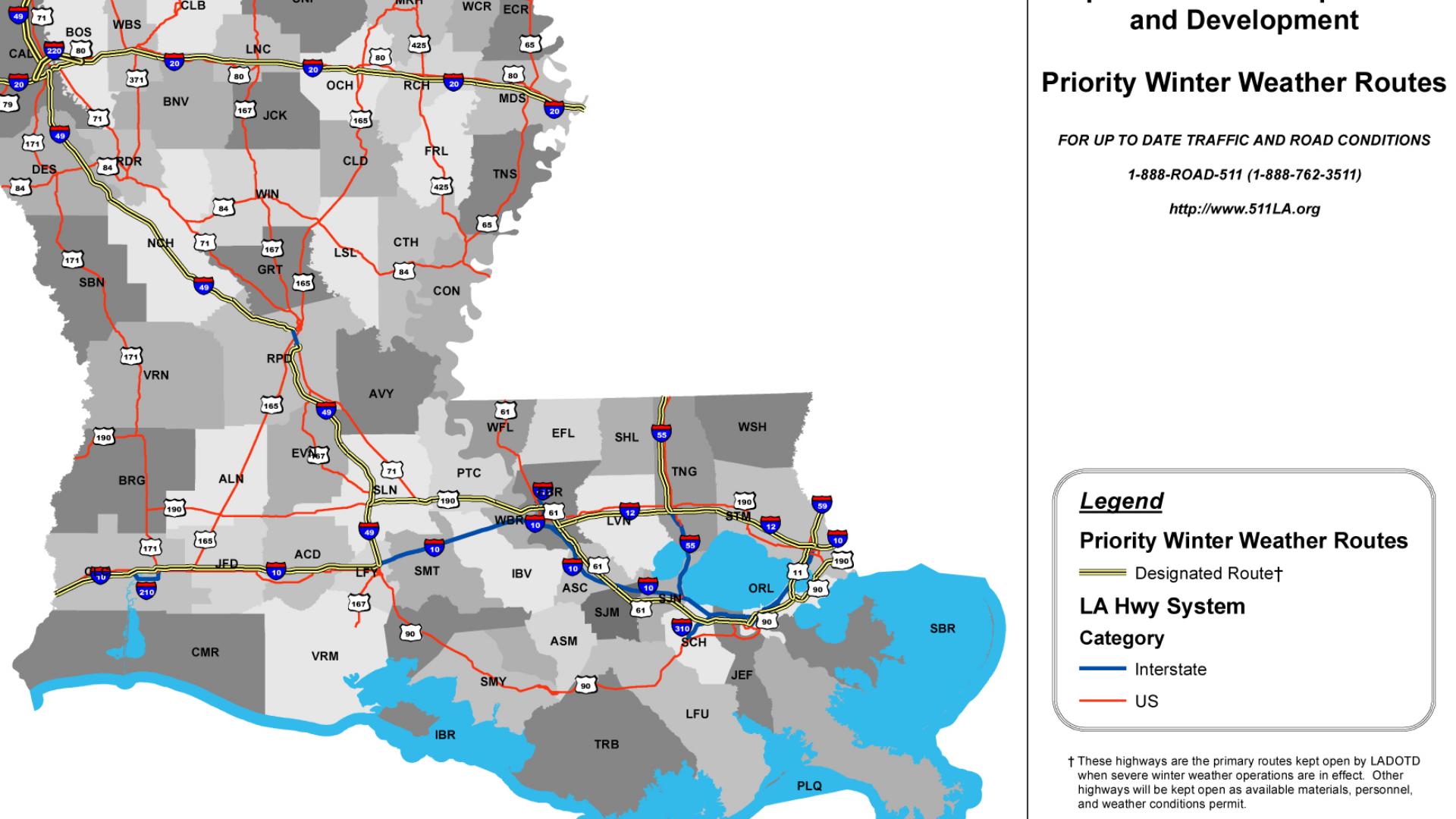 Winter Weather Road Closures Parish-by-Parish | wwltv.com