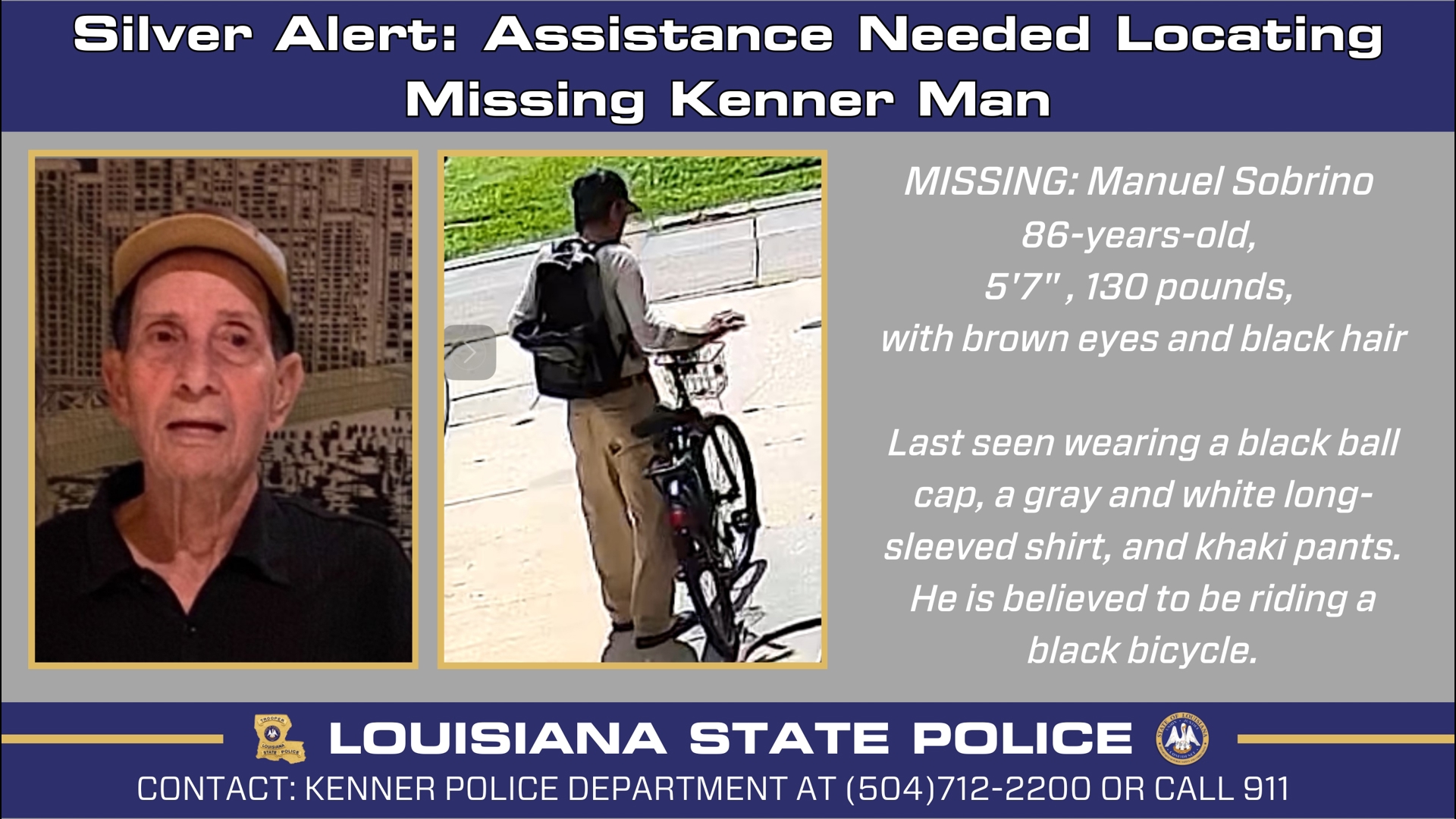 State Police issue Silver Alert for 86-Year-Old Missing in Kenner | wwltv.com