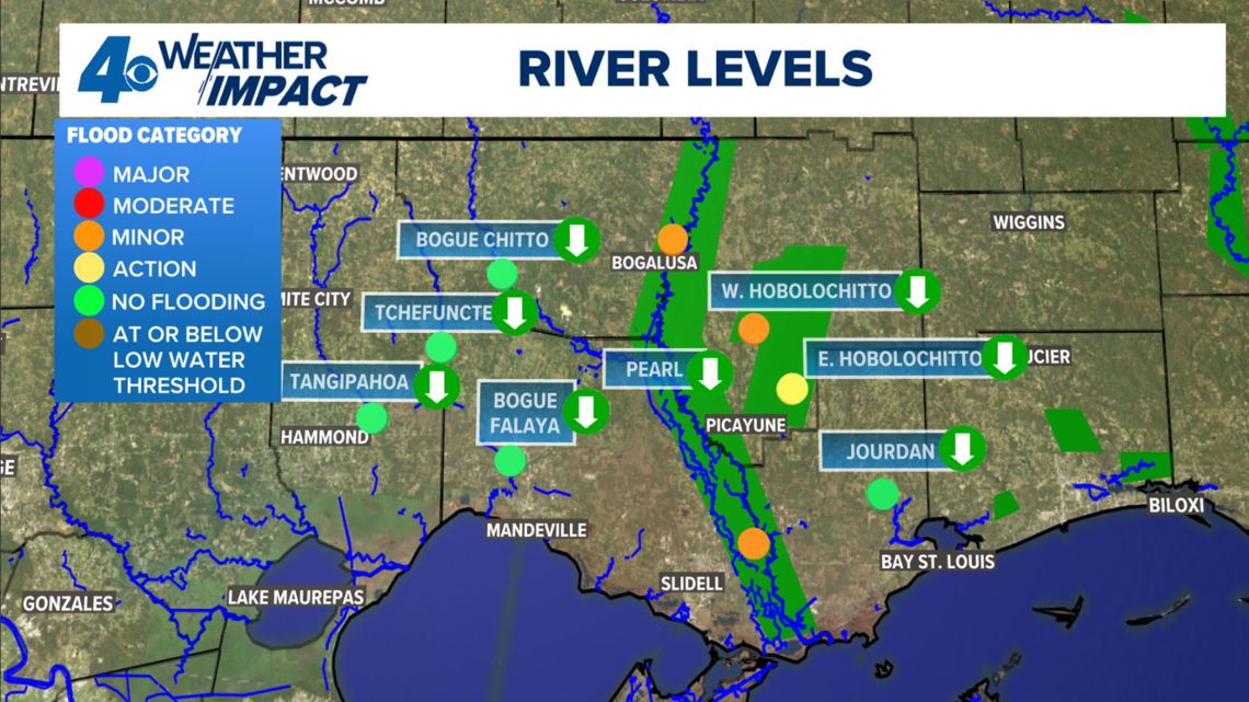 Mississippi, Louisiana rivers remain under warning as flooding eases ...
