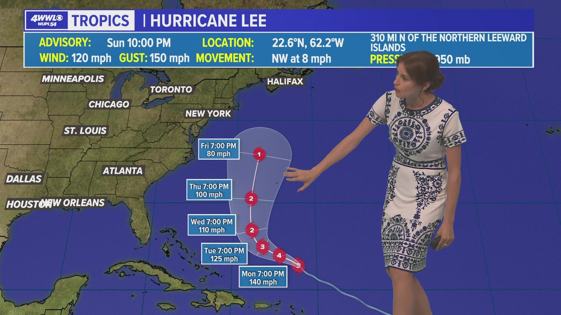 Sunday night Tropical Update: Hurricane Lee back to Category 3, slowing ...