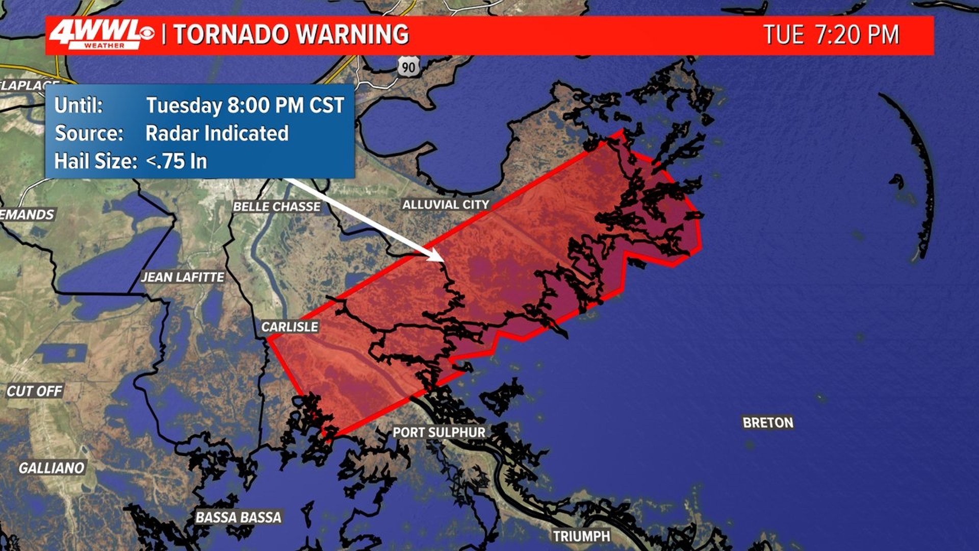 Tornado Warning Issued for Multiple Louisiana Parishes - Mardi Gras Day | wwltv.com