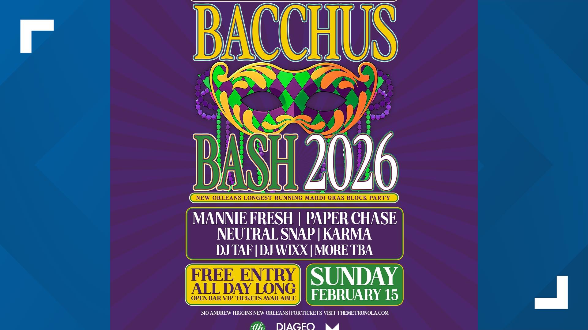 Bacchus Bash announces 2026 music lineup | wwltv.com