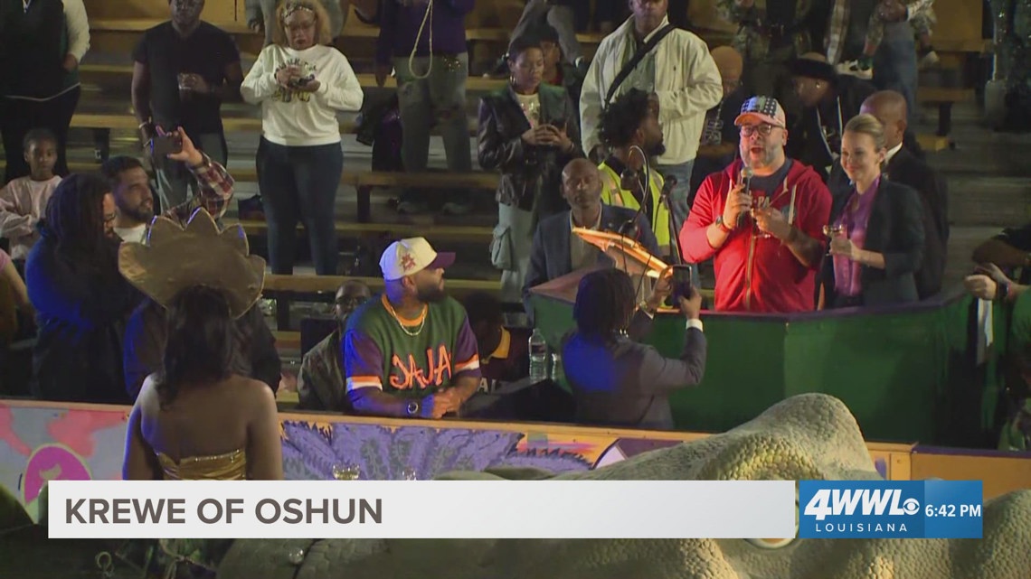 Krewe of Oshun parade: Captain Gian Durand toasts with Mayor Moreno at ...