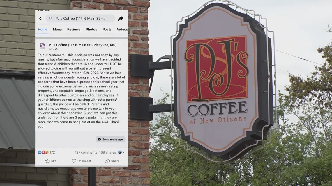 PJ's coffee shop in Mississippi bans 16 and under from stores without ...