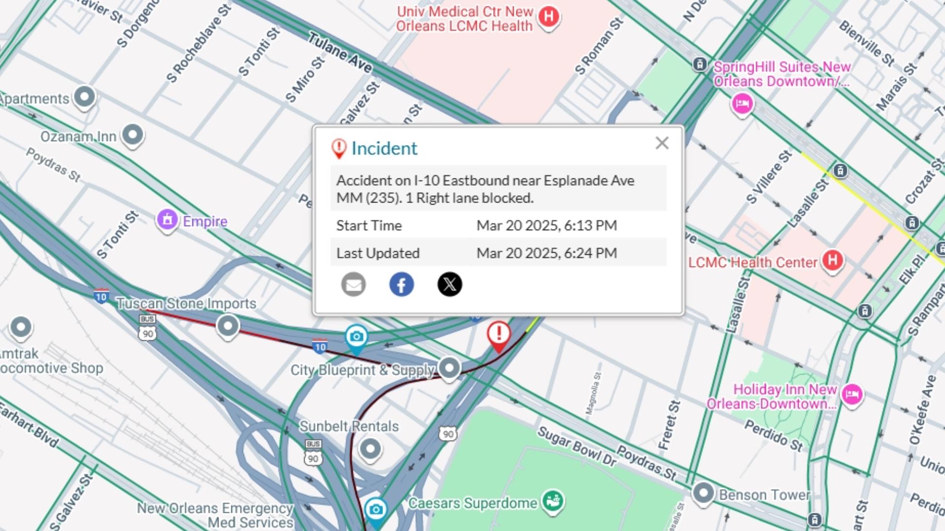 Accident blocks I-10 East lane, delays traffic | wwltv.com