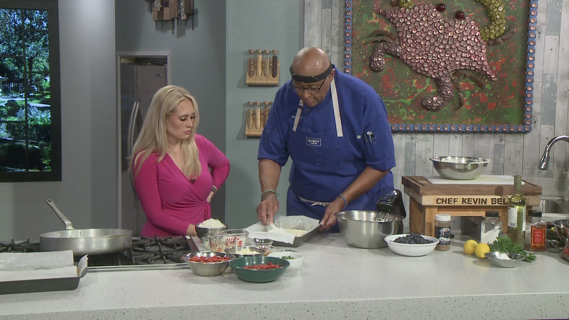 Chef Kevin Belton's Roasted Red Pepper Linguine, Blueberry Cheesecake ...