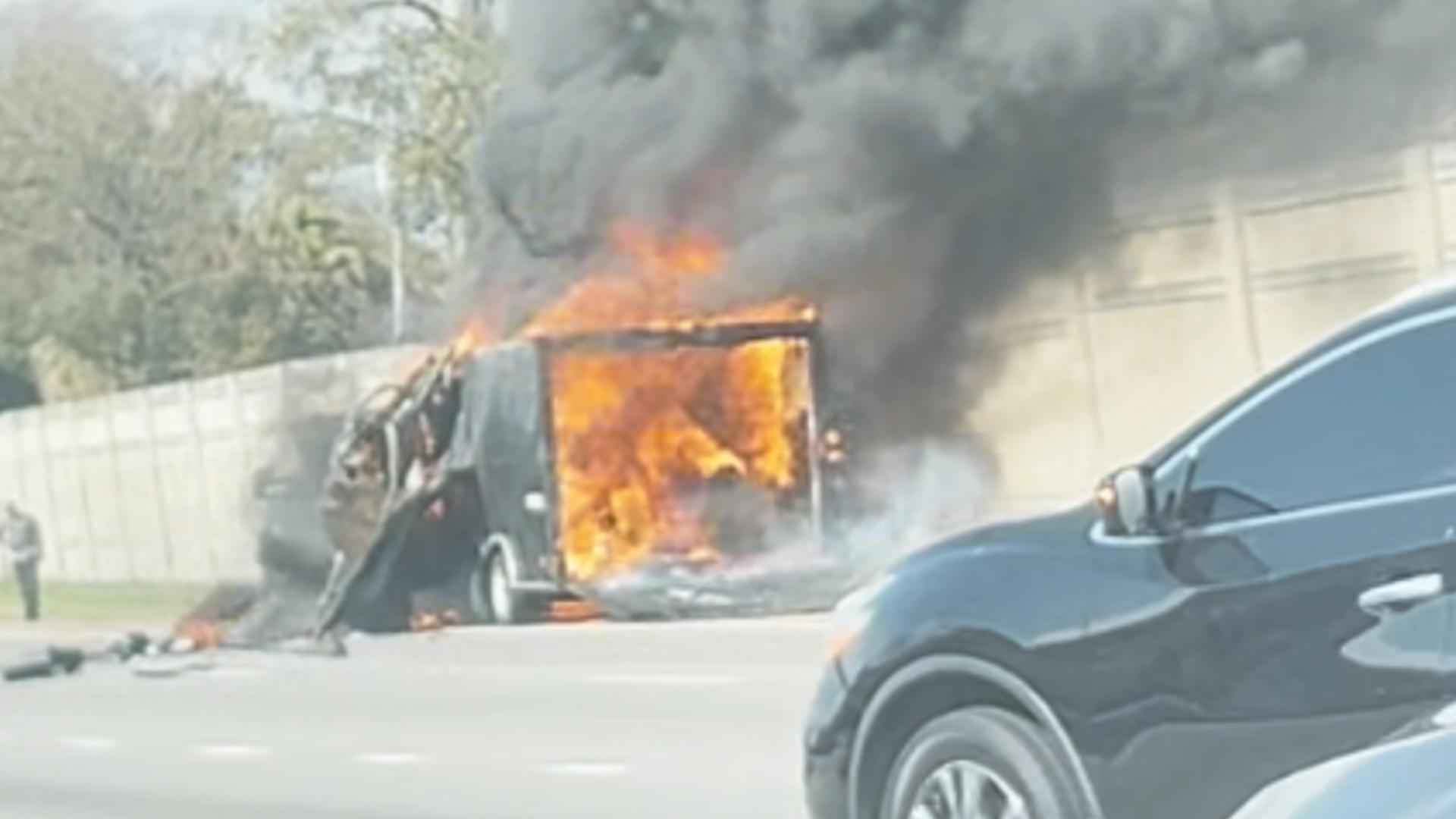 Traffic chaos on I-10 as nitrous oxide trailer erupts into flames ...