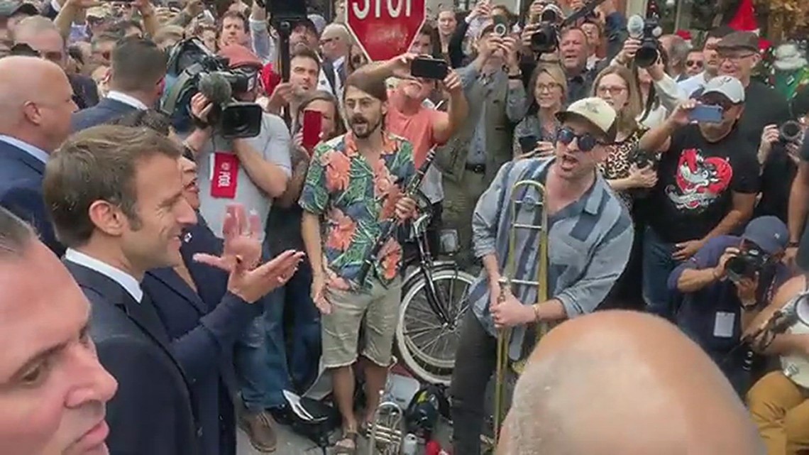 French President Macron having fun in the French Quarter | wwltv.com