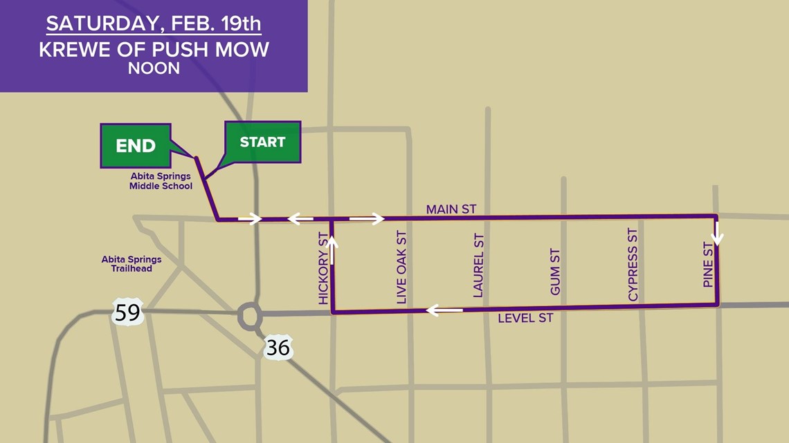 Krewe Of Push Mow 2022 Parade Route